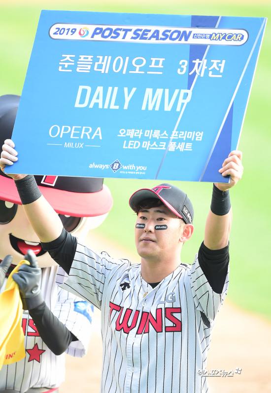 정주현 '준PO3차전 데일리 MVP'[포토]