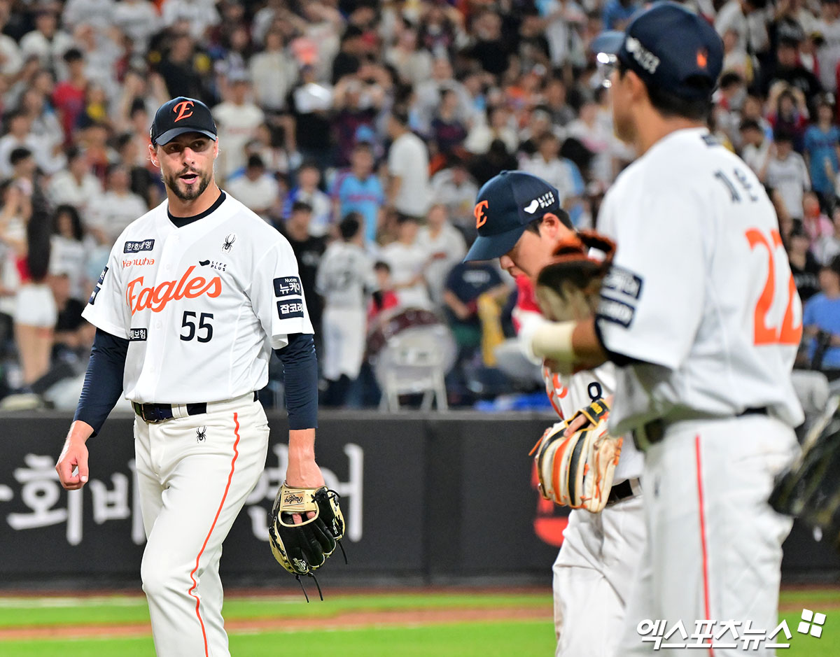 11K 삼진쇼+최고 155km, 그런데 "만족스럽진 않다"...와이스는 왜 아쉬워했나 [대전 현장]